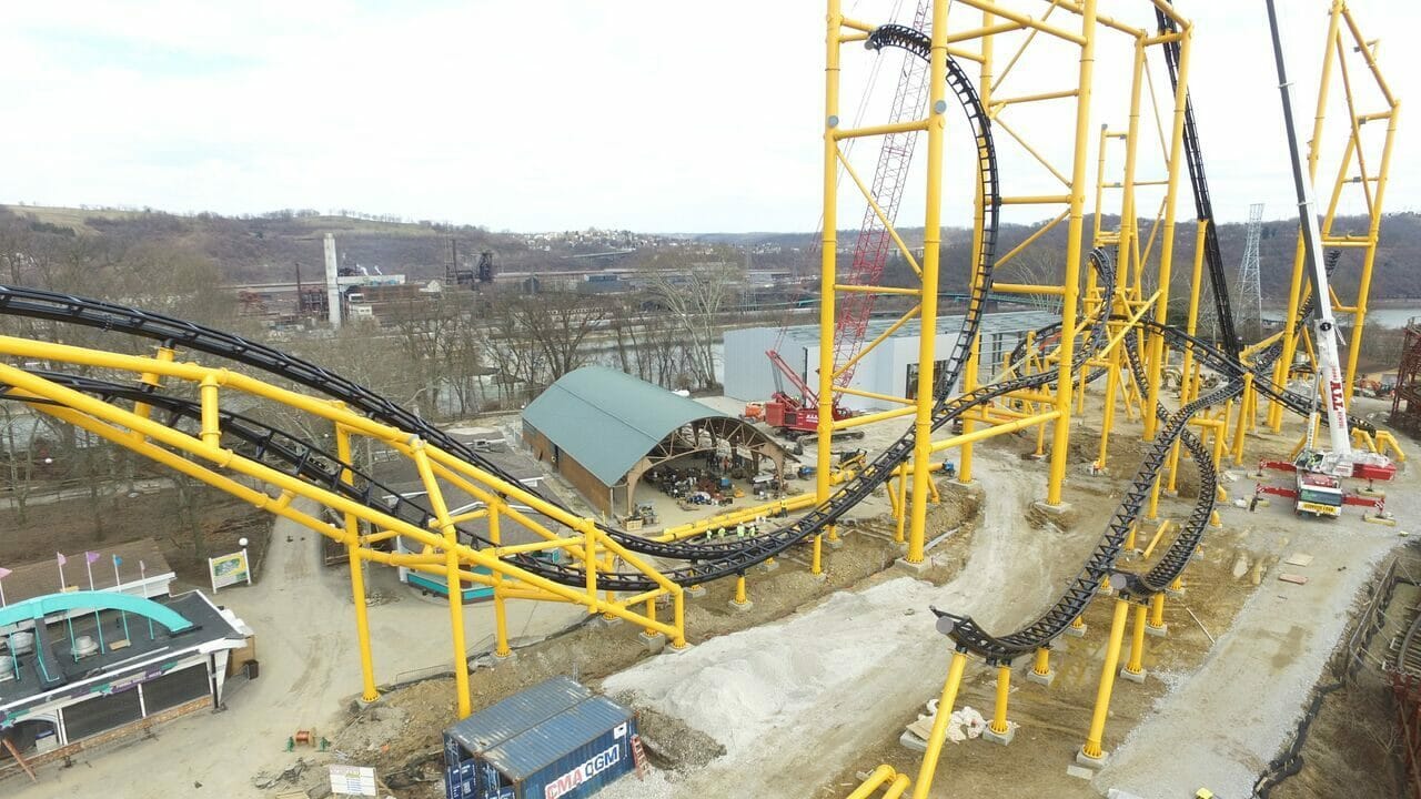 Tallest Pieces of Track Installed On Kennywood's Steel Curtain Roller ...